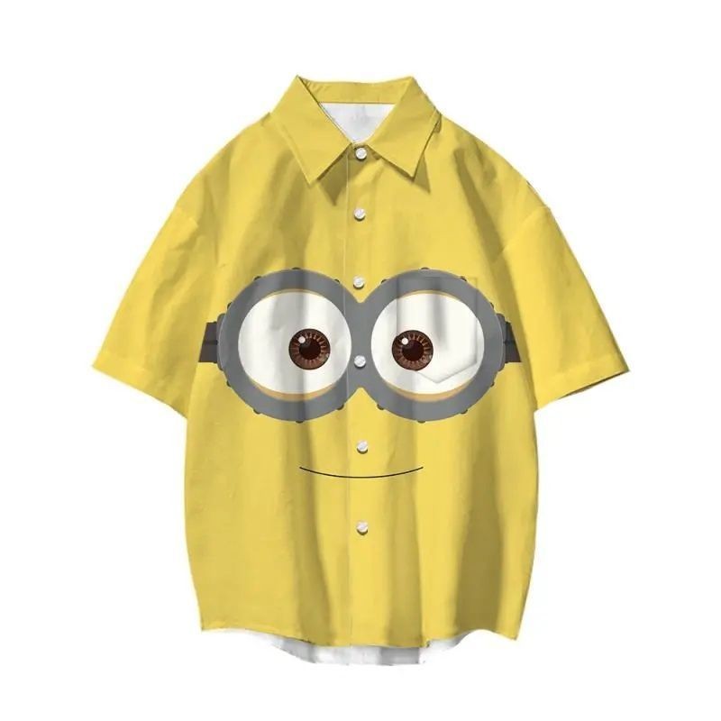 เสื้อเชิ้ต Unisex ลาย Little Yellow Man สไตล์ฮาวายหลวม แขนสั้น | Shopee ...