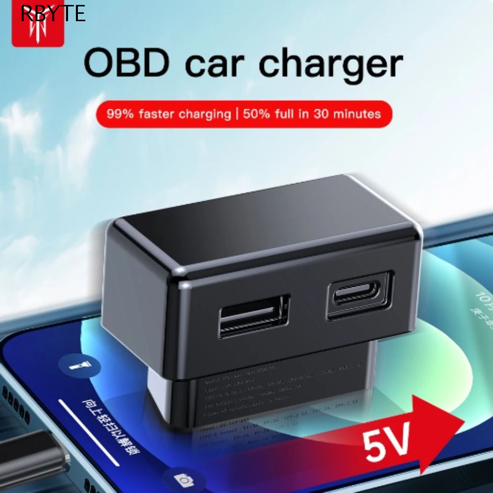 RBYTE OBD อะแดปเตอร์ชาร์จ, OBD Wall Adapter OBD ที่ชาร์จแบตในรถ, ชาร์จโทรศัพท์ USB Type-C Dual ...