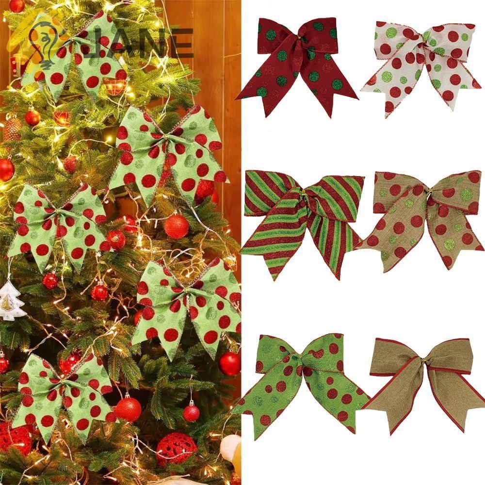 JANE 5 ชิ้น/เซ็ตต้นคริสต์มาส Bows, สีลูกกวาดอเนกประสงค์ Usage Wave ...