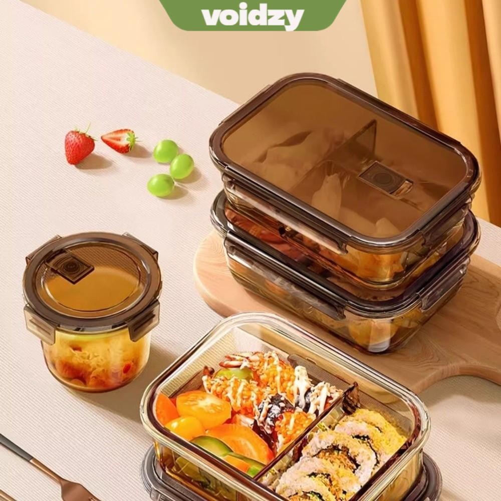 VOIDZY กล่องอาหารกลางวันแก้ว, กล่องเบนโตะปิดผนึกไมโครเวฟ, พร้อมฝาปิด ...