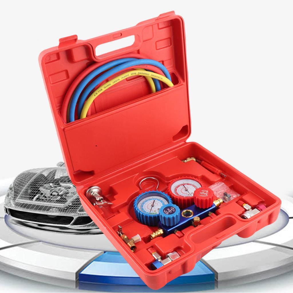 R134a Air Conditioner A/C Manifold Gauge ชุด 5ft สายชาร์จเครื่องมือ ...