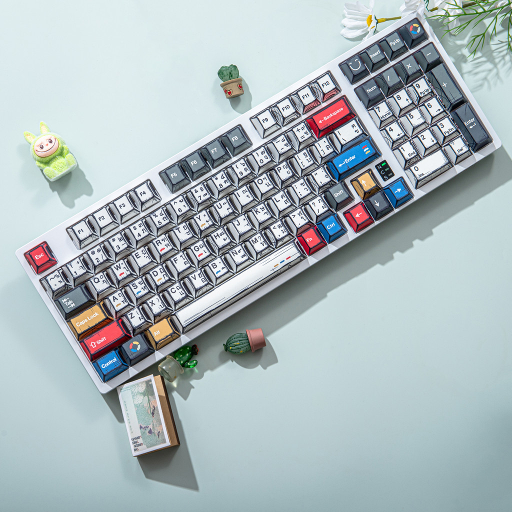 HW98 Thai Esports Gaming คีย์บอร์ดไร้สาย 98 เค้าโครงสามโหมดบลูทูธ 2.4G ...