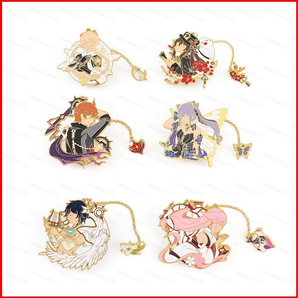 SQ1 Genshin Impact อะนิเมะโลหะเข็มกลัดกระเป๋าจี้ Pin Diluc Hutao Venti ...