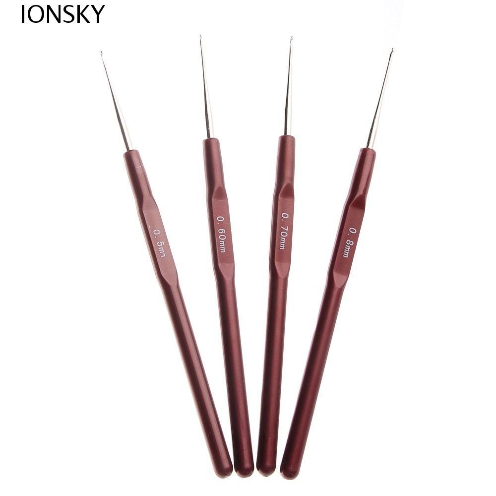 IONSKY Hook Needle, ถัก 0.5 มม.0.6 มม.0.7 มม.0.8 มม.ตะขอไมโคร ...