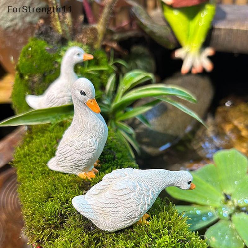 FO 3 ชิ้นน่ารักเป็ดสีขาวลง Hydroponic Lotus ดอกไม้หม้อ Retro เรซิ่นรูป ...