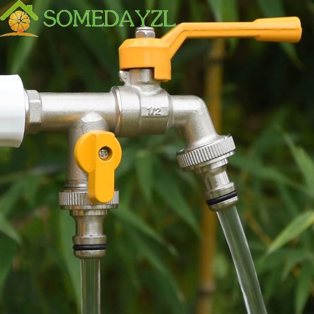 SOMEDAYZL Garden Hose Faucet Adapter, 2-Way Ball Valve IBC Water Tank ...