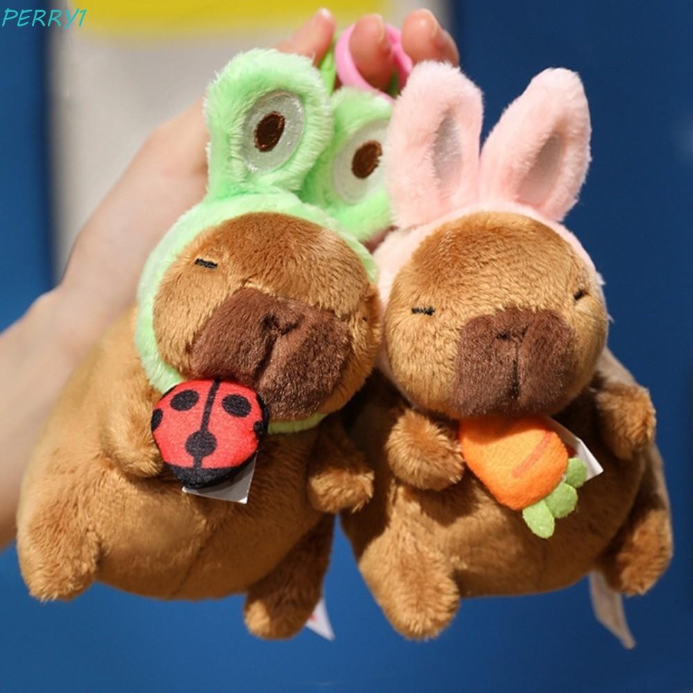 PERRY พวงกุญแจสุนัขแมวขี้อาย, ตุ๊กตาสัตว์ Capybara จี้ตุ๊กตา, พวงกุญแจ ...