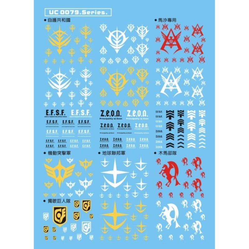 MASTER Decal 03-UC79 Insignia Series Zeon MS-07B Gouf Sign สติกเกอร์ ...