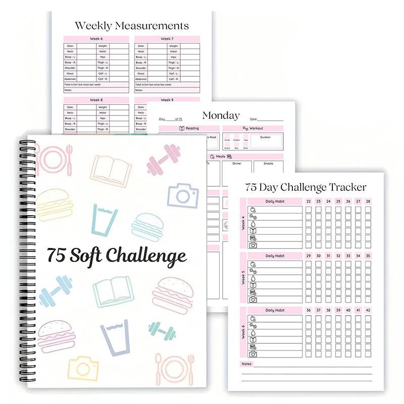 BlowGentlyWind 75 Target Soft Challenge Planner Notebook, 75 Easy Soft ...