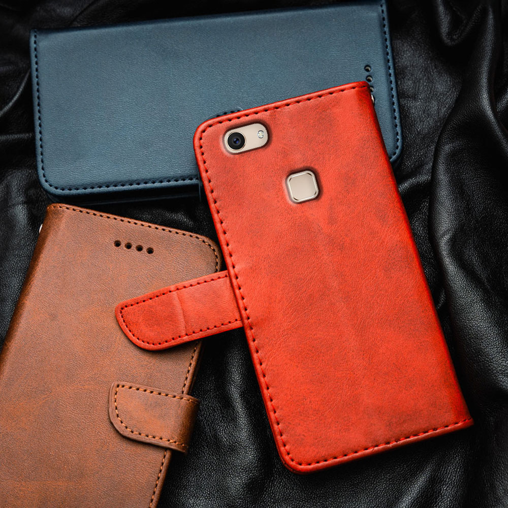 Vivo V7 V7 Plus 1718 1716 1850 Y79A พรีเมี่ยมหรูหราหนังแท้ Flip-Top เคส ...