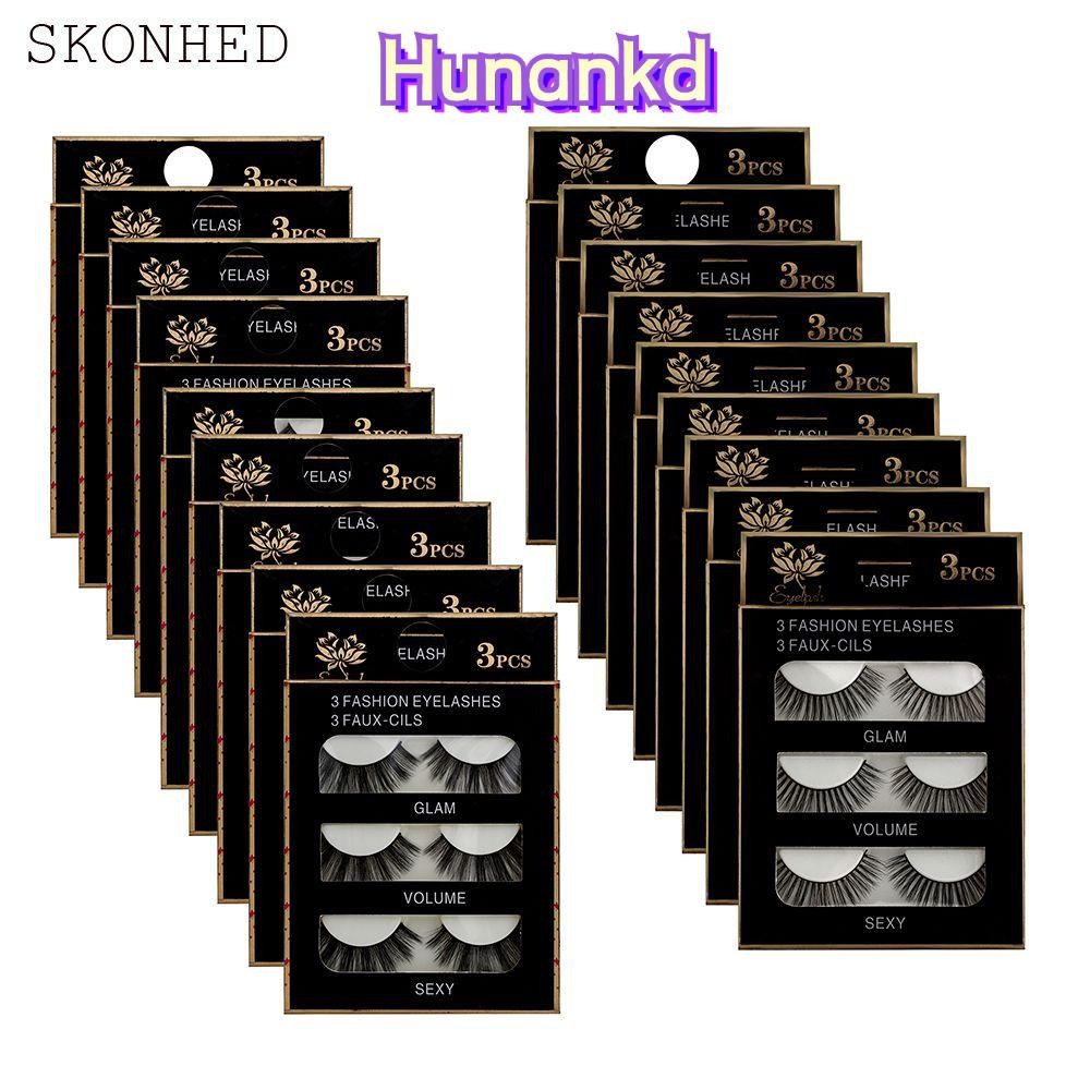 HUNAN SKONHED 3 คู่ขนตาปลอม Handmade Voluminous Lashes Messy Silk Fiber ...