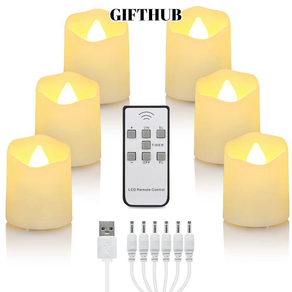 LULLABY เทียนไร้ตําหนิ LED 6 ชิ้น, ฟังก์ชั่นจับเวลาเปลวไฟที่สมจริง LED ...