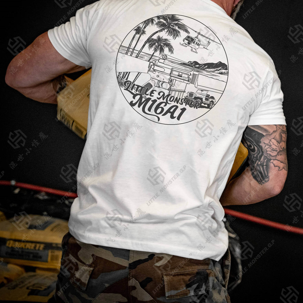Original Little Rascal Monster ยุทธวิธีเสื้อยืด Vintage M16A1 ทหาร Tee ...