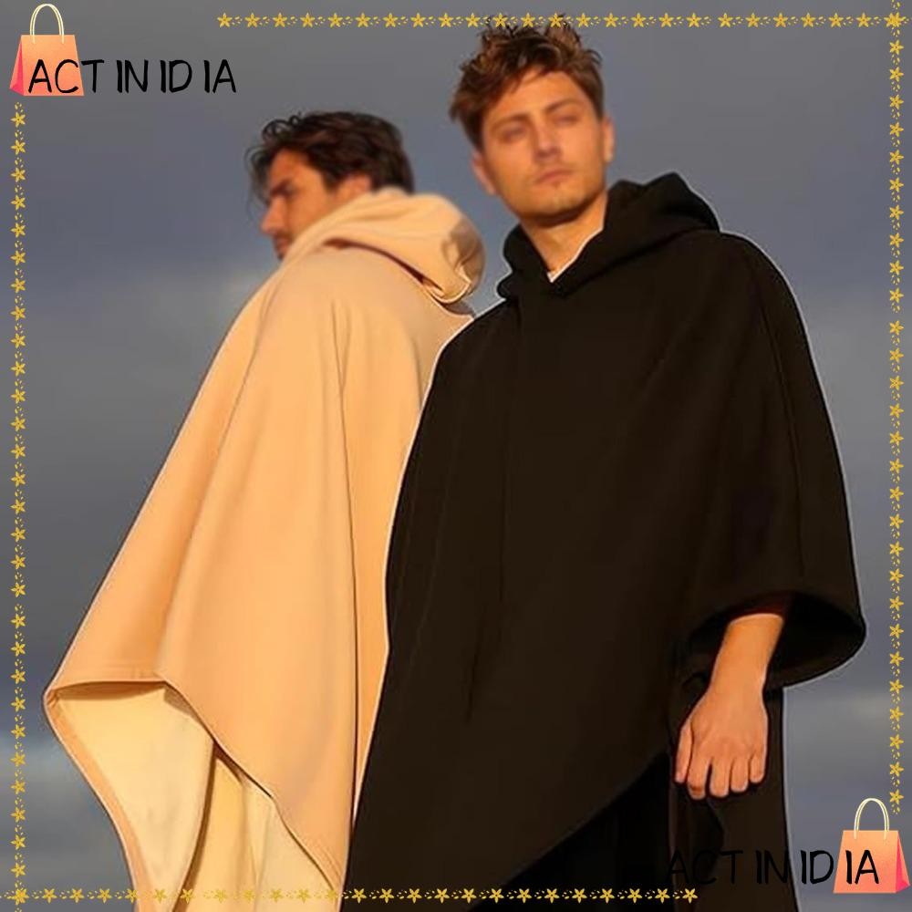 ACTIINIDIA Indio Cloak Hoodie คุณภาพดี ผ้าห่มสีทึบพร้อมหมวก สเวตเตอร์ ...