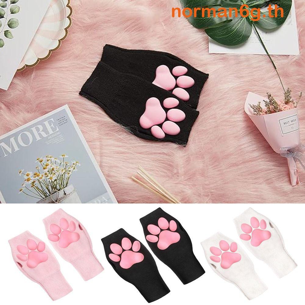ANORMAN Fingerless Mittens, 3D Toes ถั่วซิลิโคน Cat Paw Mittens ถุงมือ ...