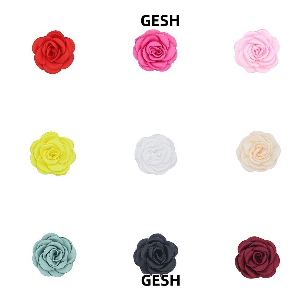 GESH ดอกไม้ประดิษฐ์ ซาตินโรสวานิลลา ชุดตกแต่งผม มือทำ สไตล์ขอบไหม้ ...