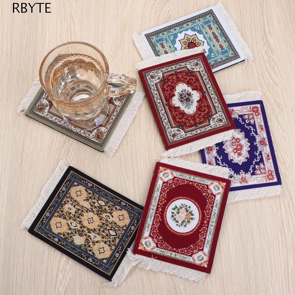 RBYTE แผ่นรองโต๊ะพร้อมพู่เบาะรองนั่งโต๊ะทนความร้อนอุปกรณ์ครัวที่รองแก้วลายย้อนยุคสไตล์เปอร์เซีย ...