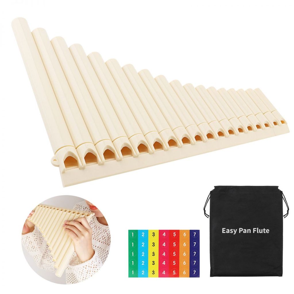 18 ท่อ KeyC Pan Flute Easy Play Panpipe สําหรับผู้เริ่มต้นพร้อมสติกเกอร ...