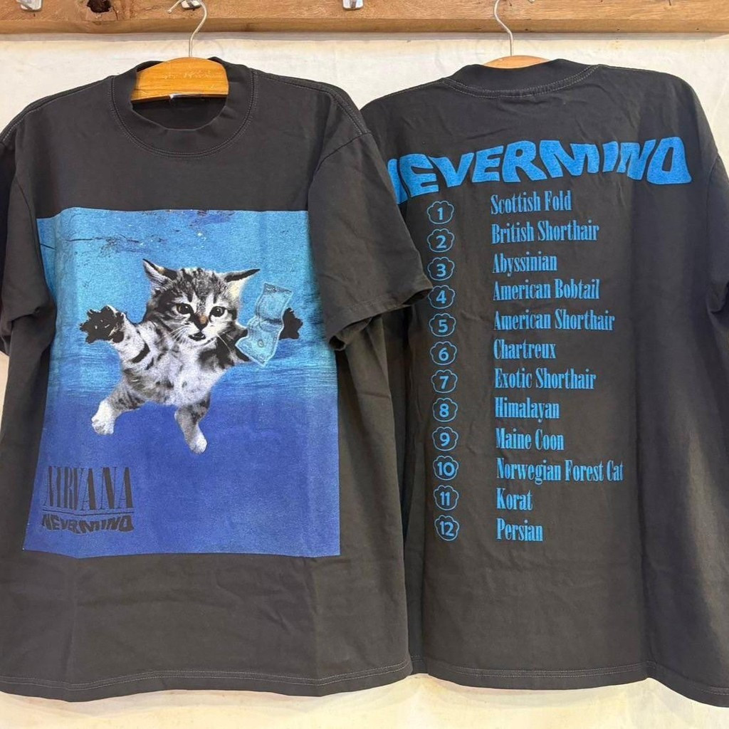 COD (จัดส่งในกรุงเทพฯ) MAO Shop เสื้อลาย เนอวาน่าแมวเก็บแบงค์สีเฟด Nirvana Cat Nevermind เสื้อ ...