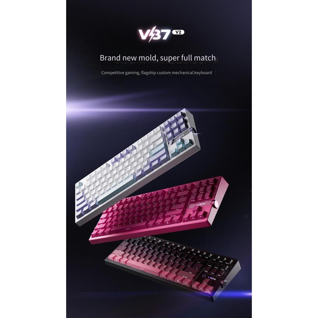 VGN V87 V2 คีย์บอร์ดเชิงกลเกมแบบกําหนดเองแกะสลักด้านข้างไร้สายสามโหมด | Shopee Thailand