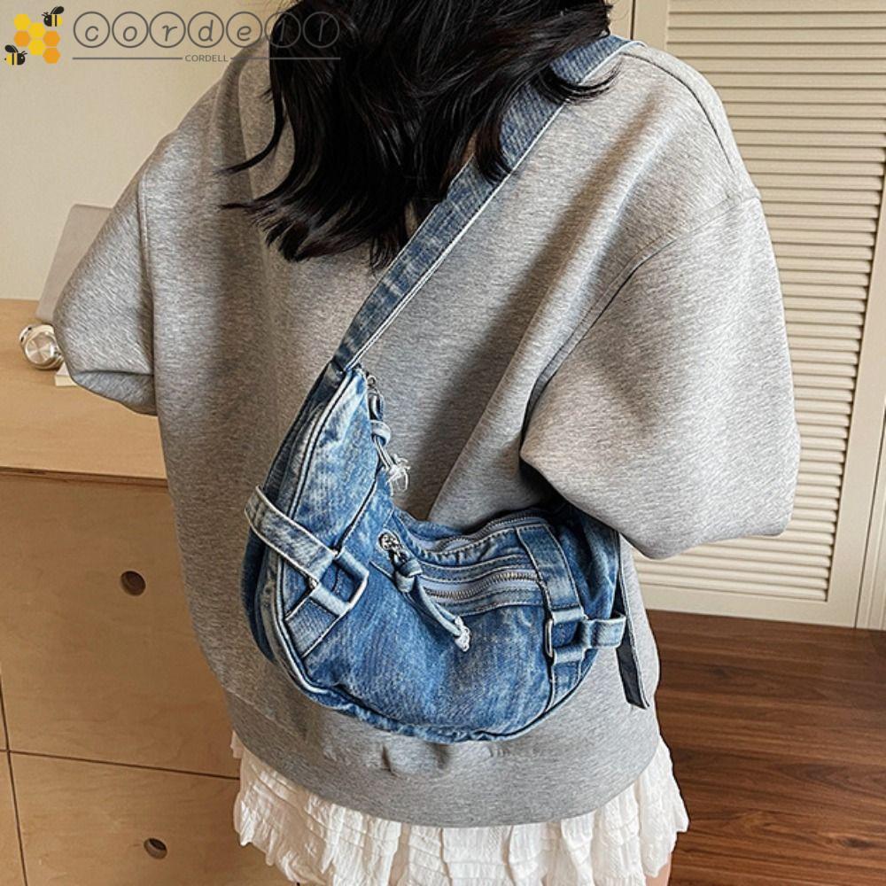 CORDELL Canvas Dumpling Bag สไตล์อเมริกัน มีสายปรับได้ กระเป๋าเป้สะพาย ...