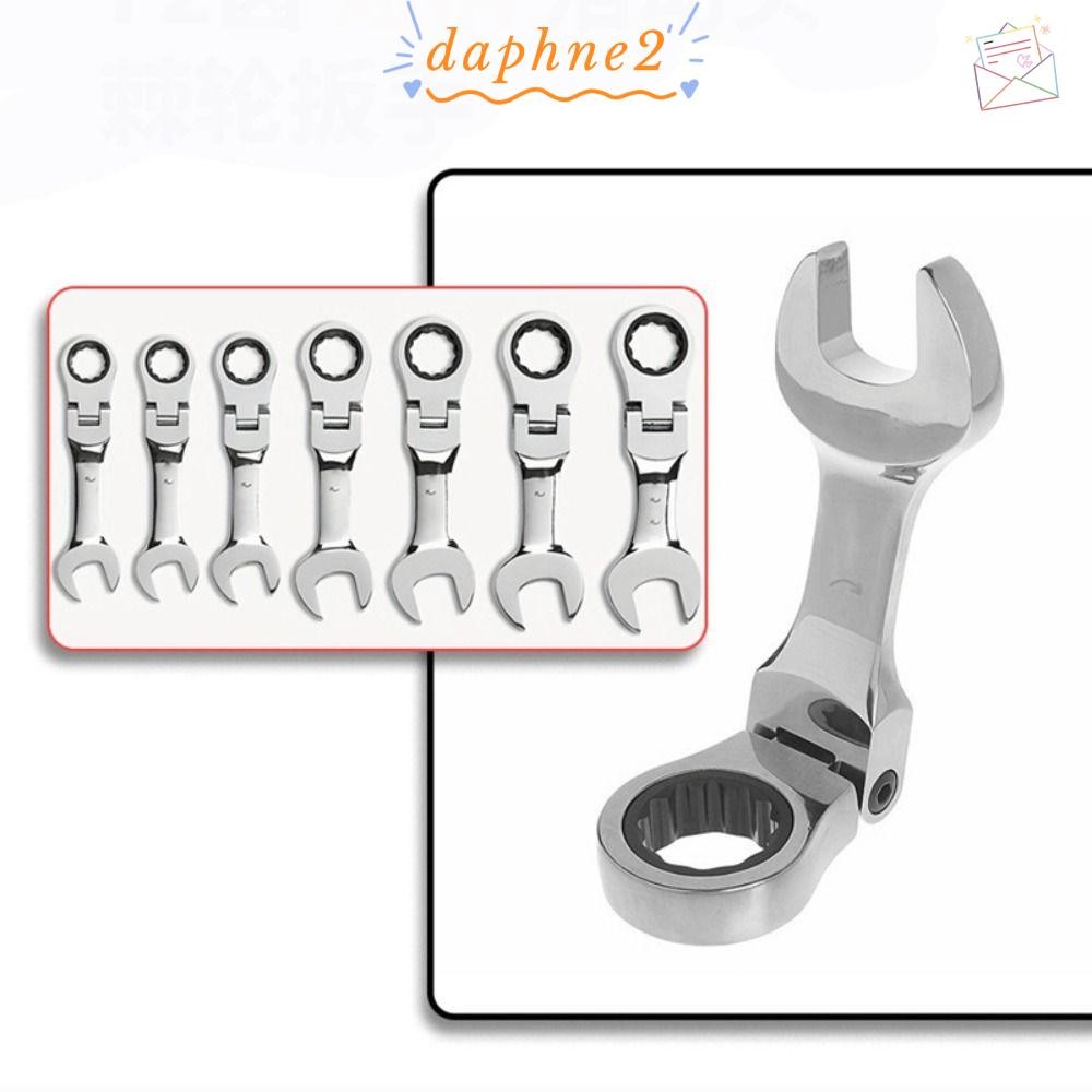 DAPHNES Mini ประแจด้ามสั้น, Flex Spanner Pivoting Head Ratchet, ทนทาน ...