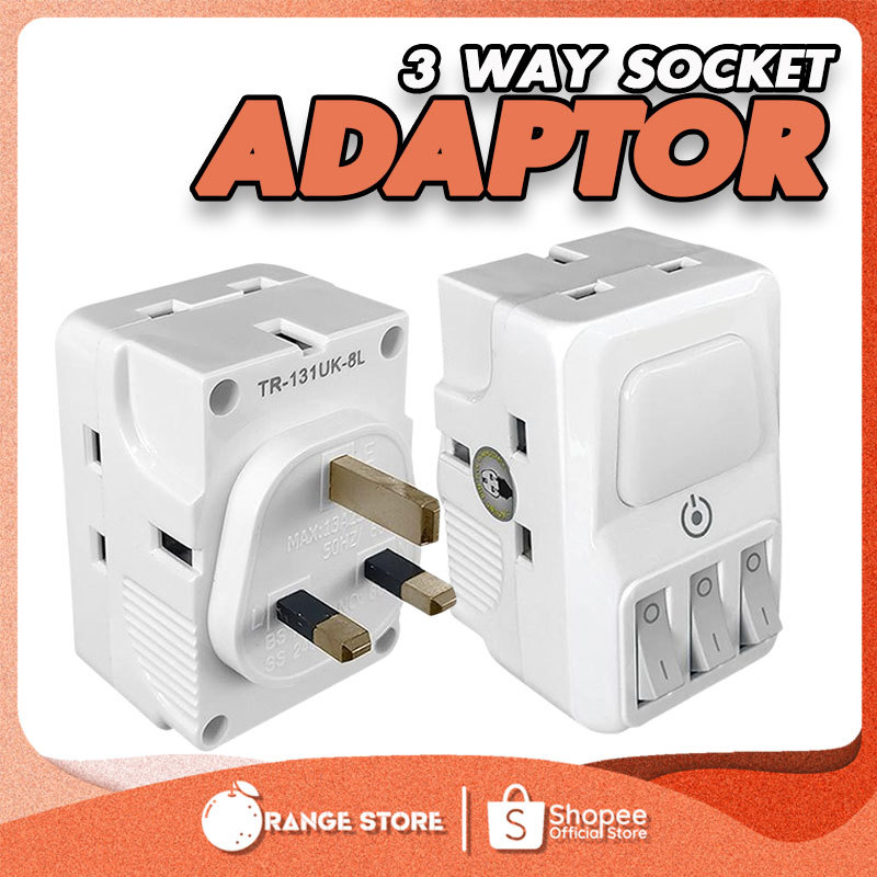 TRAC 13A 3 Way Adaptor C/W Switch & Light D/L TR-131UK-8L SIRIM หลาย ...