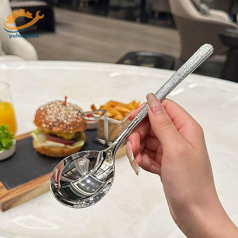 [นาย] เกาหลีสแตนเลสหนาช้อนสร้างสรรค์ด้ามยาวโรงแรมหม้อร้อนช้อนซุปทัพพีบ้านครัวเครื่องมือที่สําคัญ ...