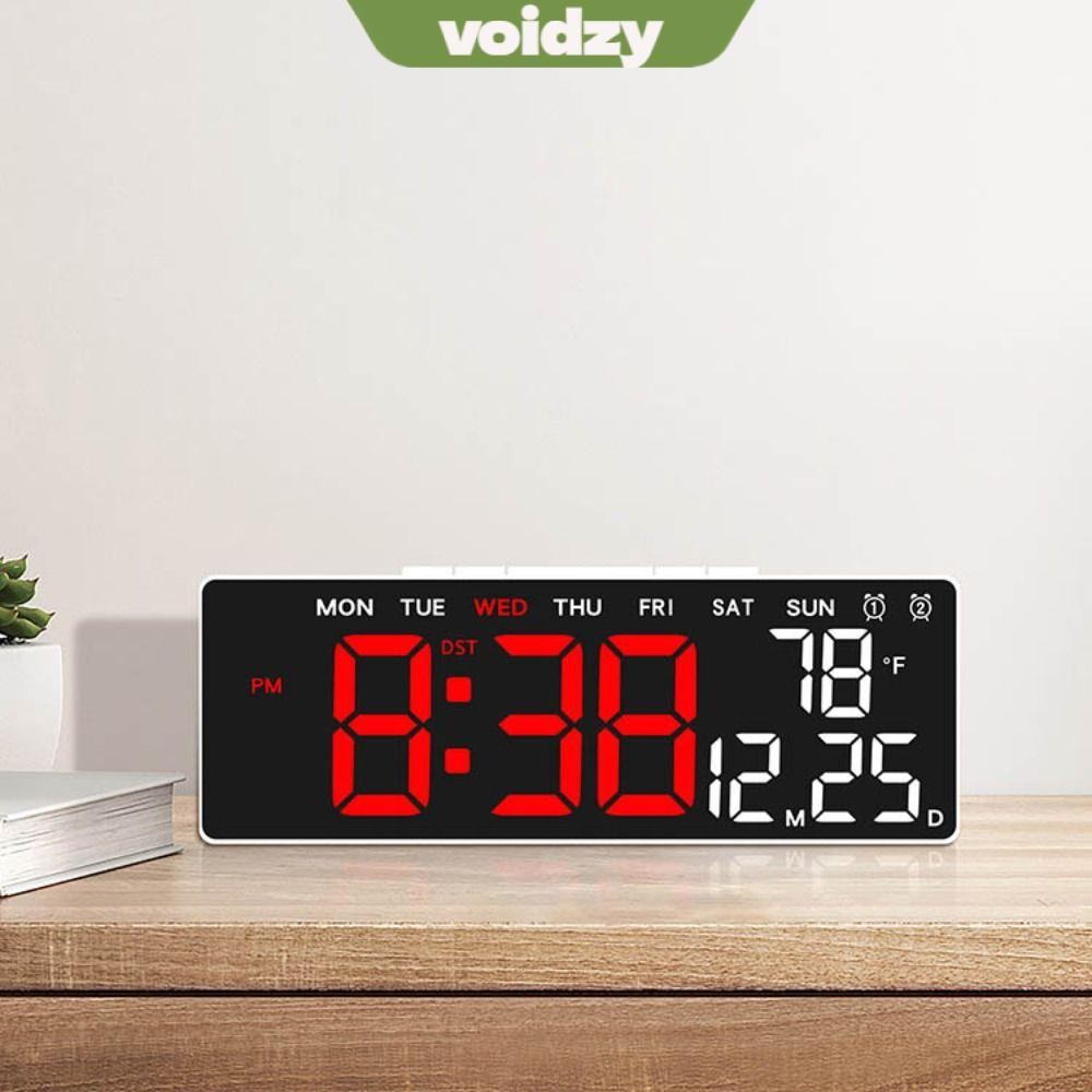 VOIDZY นาฬิกาแขวนดิจิตอล LED พร้อมแสดงอุณหภูมิและเวลา, ปฏิทิน 12/24H ...