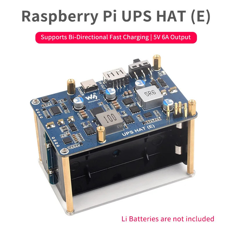 Raspberry Pi 5 UPS HAT (E) 5V 6A เครื่องสํารองไฟรองรับแบตเตอรี่ 4x21700 ...
