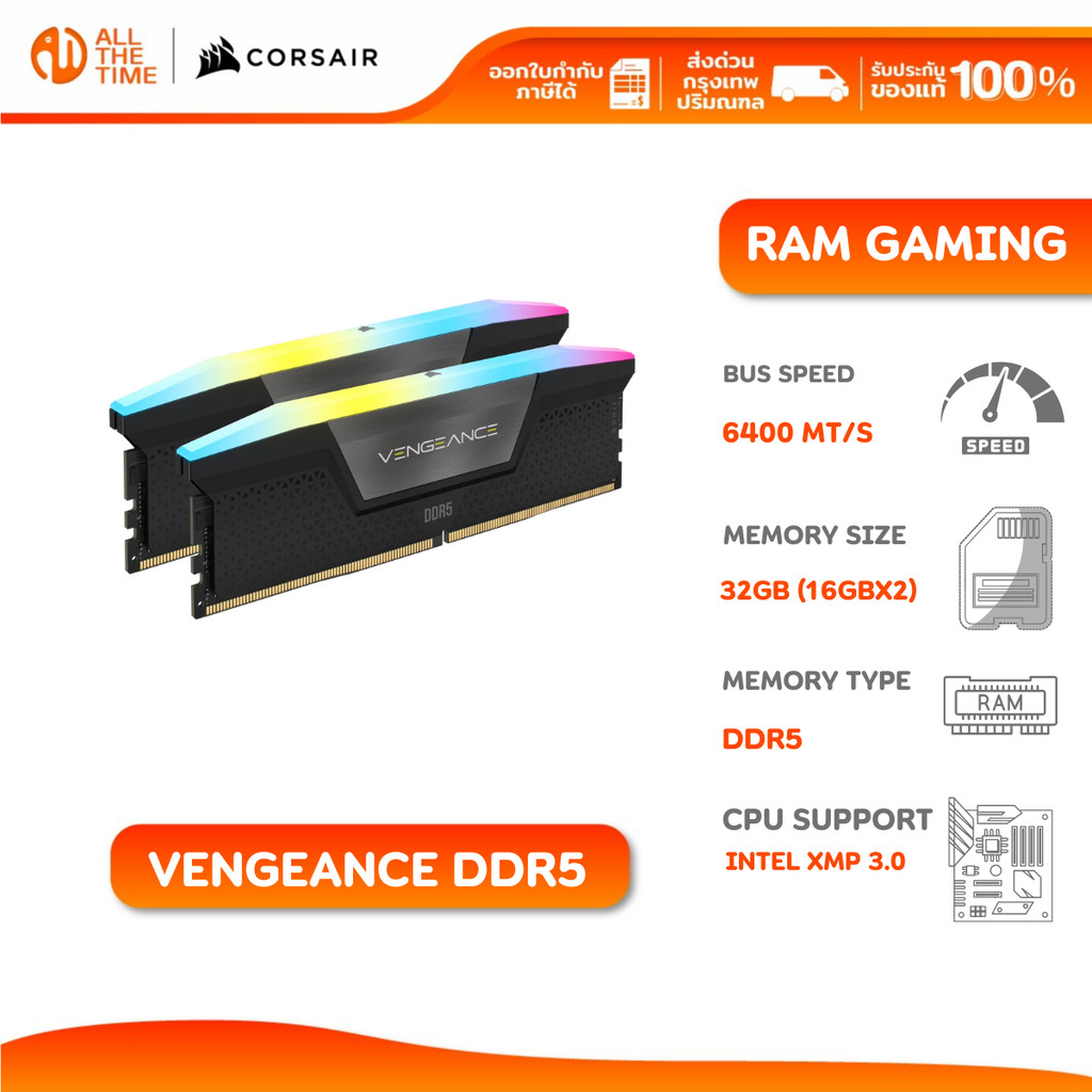 CORSAIR RAM DDR5(6400) 32GB (16GBX2) VENGEANCE RGB Black ...