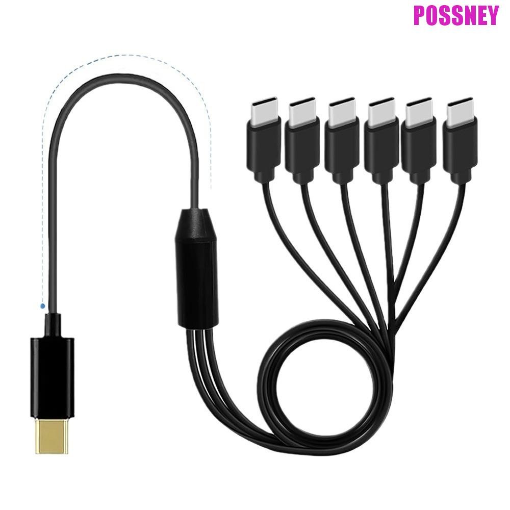 POSSNEY สายแยก USB C, 6 in 1 Type-C Micro-USB Multi USB C ถึง USB C สาย ...