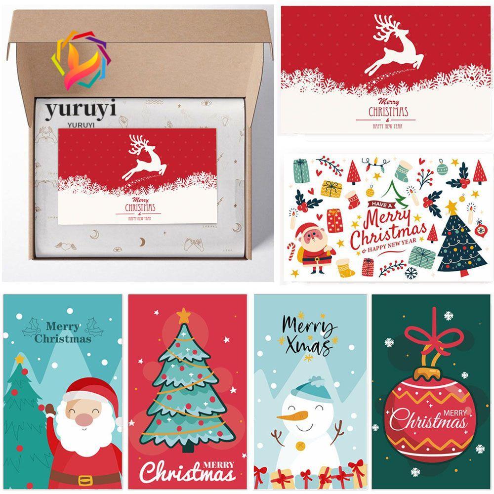 YURUYI 50PCS Happy ปี 9*5.4 ซม.ของขวัญ Santa Claus Snowman การ์ดอวยพรโปสการ์ด | Shopee Thailand