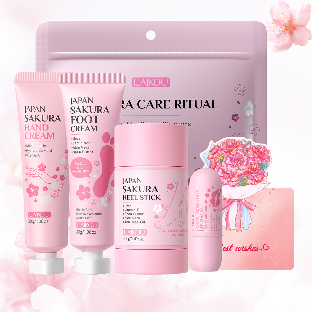 LAIKOU Sakura Hand Foot Lip Care Set 5pcs Kit - Ultimate Moisture for ...