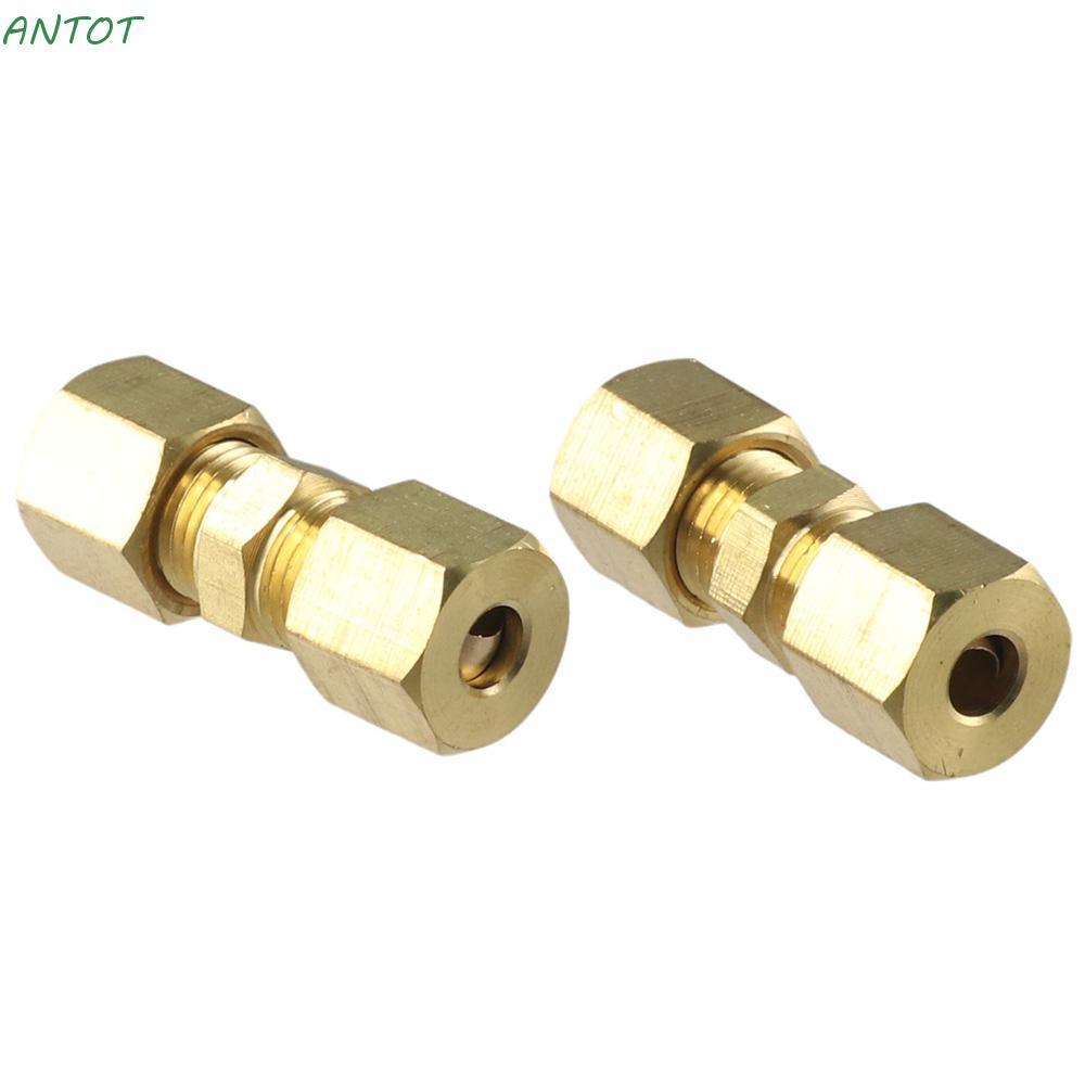 ANTOT 1/5 ชิ้น Compression Union, 1/4 "OD x 1/4" OD Gold Brass ...