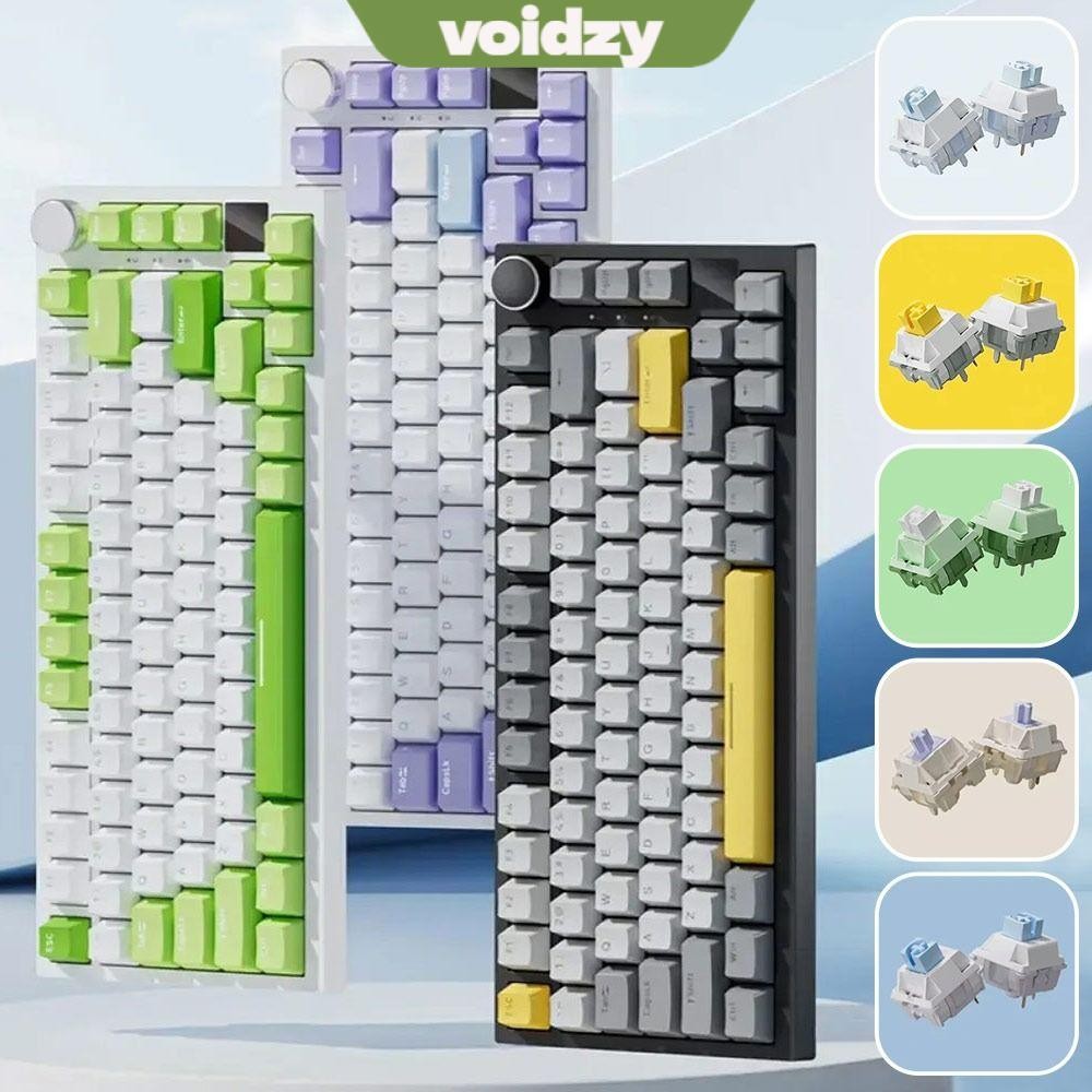 VOIDZY คีย์บอร์ดเกม, คีย์บอร์ดแบบกลไกเงียบ AK820, ไฟแบ็คไลท์ 82 คีย์ ...