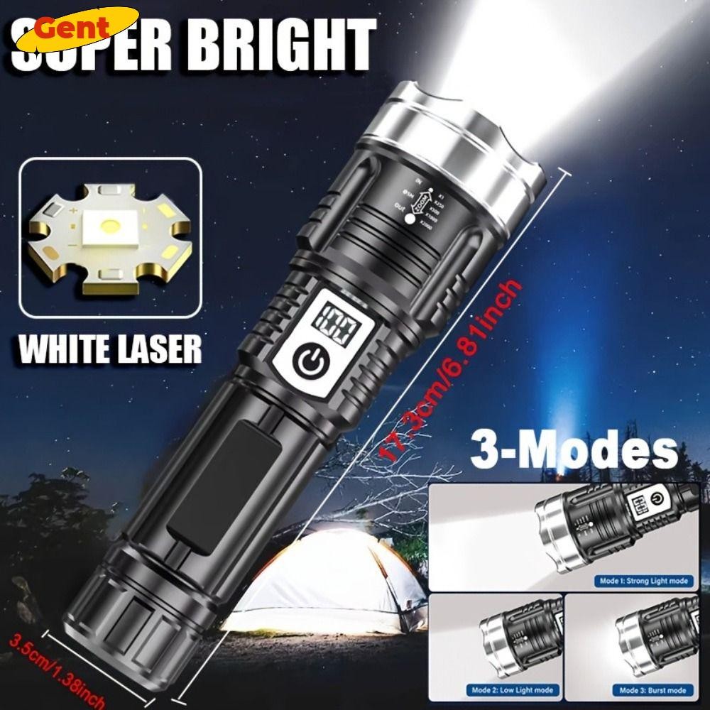 GENT ไฟฉายแรงสูงแรงสูง, ไฟฉาย Led แบบชาร์จไฟได้ USB แบบพกพา, ไฟฉายแคมป์ ...