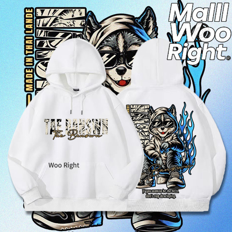 จัดส่งตลอด 24 ชั่วโมง Woo Right เสื้อฮู้ดแขนยาวชาย-Tae Banswn ผ้า โดย ...