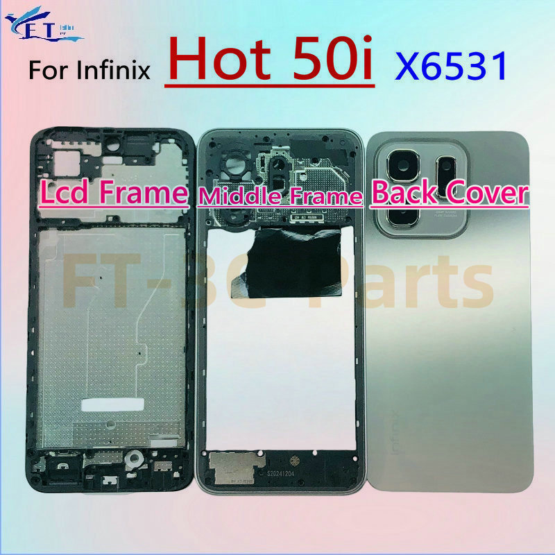 สําหรับ Infinix Hot 50i X6531 ฝาหลังกรอบกลางแบตเตอรี่ฝาครอบประตู ...