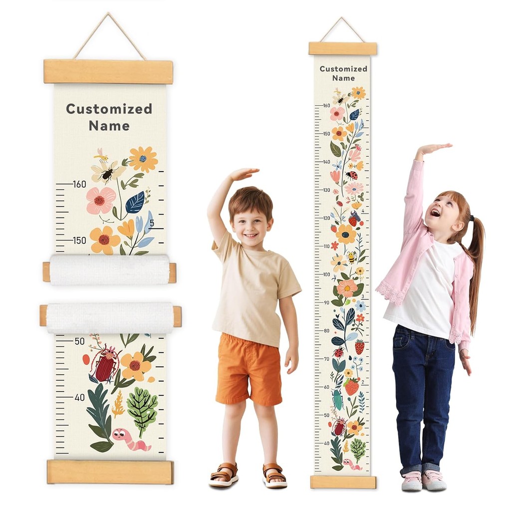 Personalized Name Growth Chart Wall Decor for Kids – Canvas Removable ...