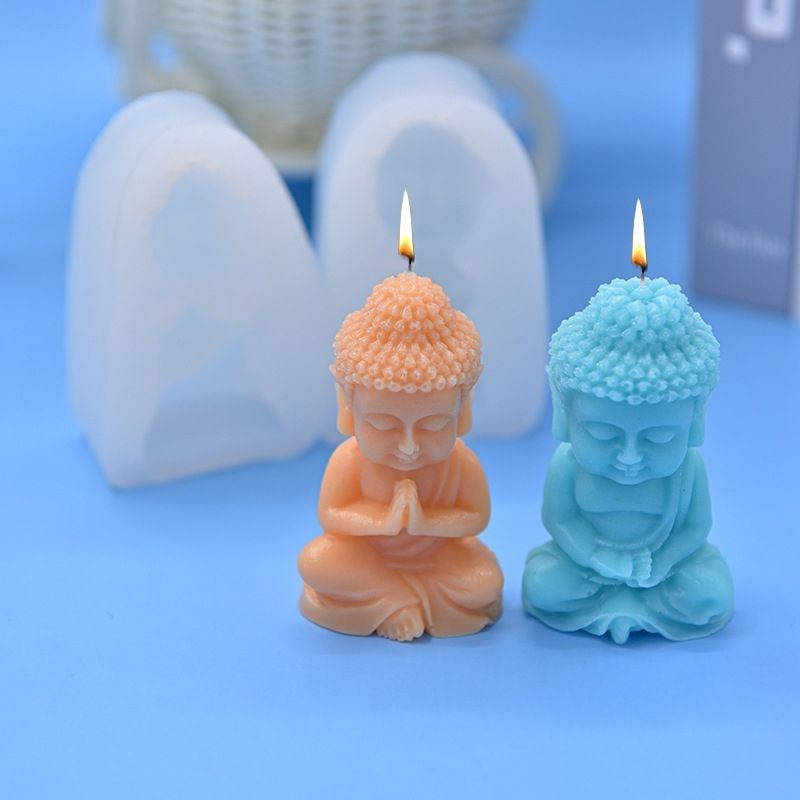 Two Meditation Small Buddha Candle Molds DIY Buddha Statue Aromatherapy ...