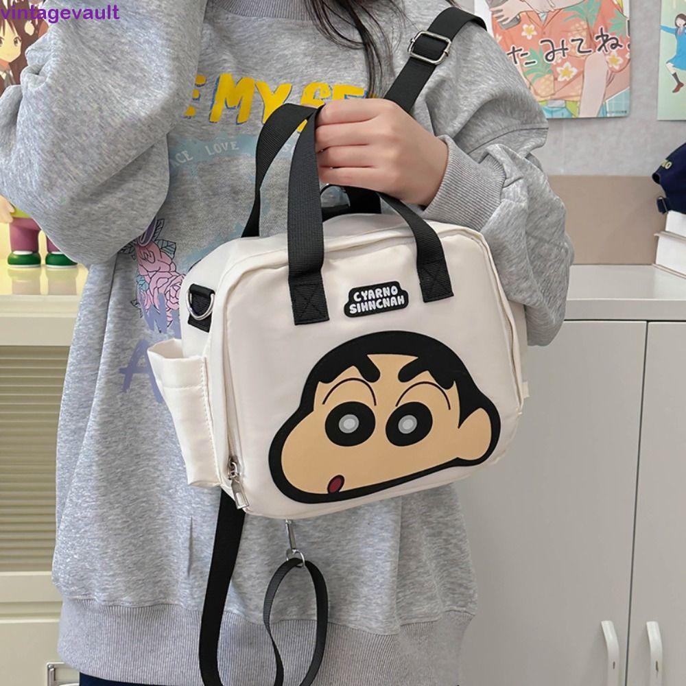 กระเป๋าผ้าแคนวาส Crayon Shin-Chan ดีไซน์วินเทจ พร้อมซิปรองรักษาสัมภาระ ...