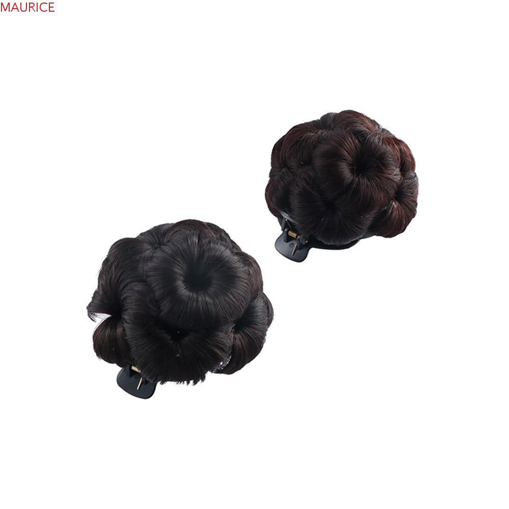 MAURICE ผมปลอม Bun Scrunchie คุณภาพสูง ดีไซน์วินเทจ ก้านดอกไม้เล็กๆ ...