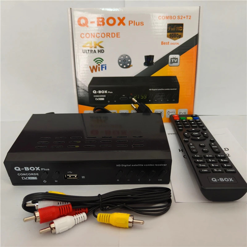 2025 DVB T2 S2 Combo Q-BOX Plus Satellite TV Receiver Tuner H.264 MPEG 4 Digital TV Decoder ...