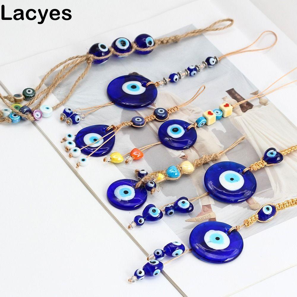 LACYES Blue Eye Key Chain เชือกถักแขวนผนัง Handmade Craft Liuli Retro ...
