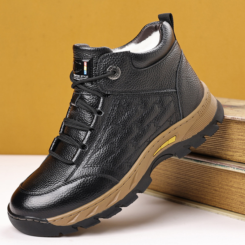 ((ข้อเสนอพิเศษสุดประหยัด) 2386-รองเท้าผ้าฝ้ายหนังวัวชั้นหนึ่ง-ขนาด: 38 ...