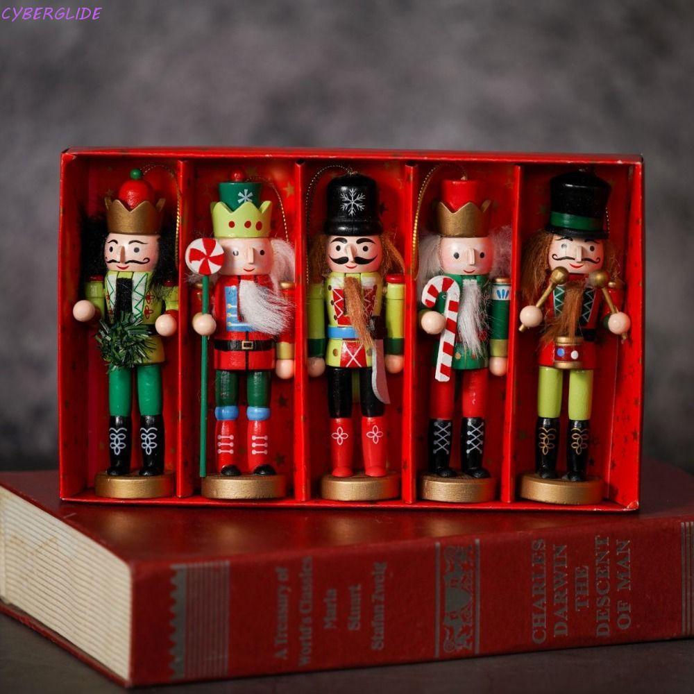 CYBERGLIDE 5PCS Christmas Nutcracker, หัตถกรรม Vintage ทหารตุ๊กตา ...