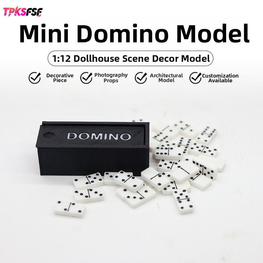 TPKSF 1 ชุด Dollhouse Miniature Domino Model Dot, 1:12 Black & White ...