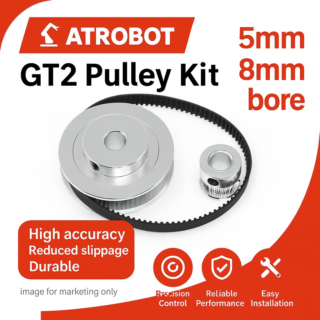 GT2 Timing Pulley Belt Set 1:3 Reduction 20T 60T Pitch 2mm 6mm Width ...