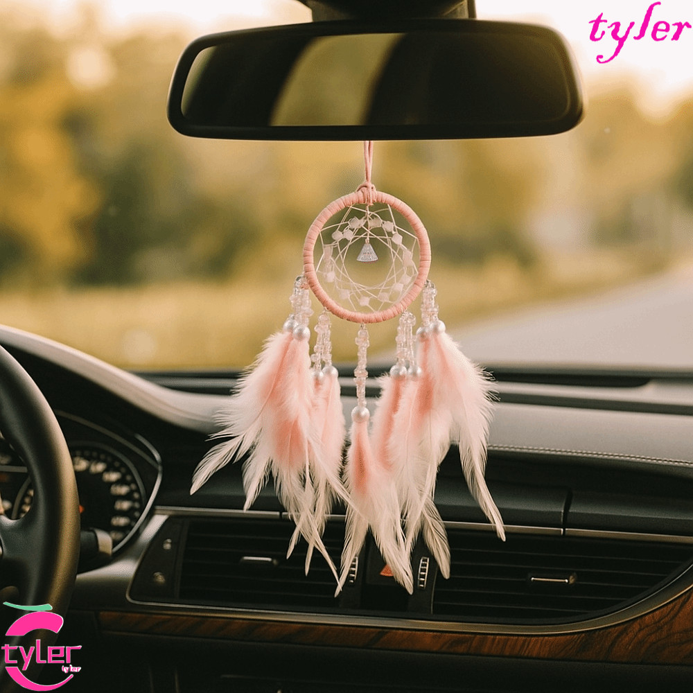 TYLER Wind Chimes ตกแต่ง ถักมือ Handmade Dream Catcher ประณีตด้วยขนนก พวงมาลัยสำหรับรถยนต์และของ ...